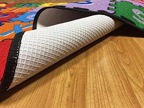 Mybecca Kids Rug ABC Puzzle Area Rug Educational Alphabet Letter & Numbers 8 x 11-Non Slip Gel Backing Size approximate: 7' feet 2" inch by 10' ft (7'2" X 10')