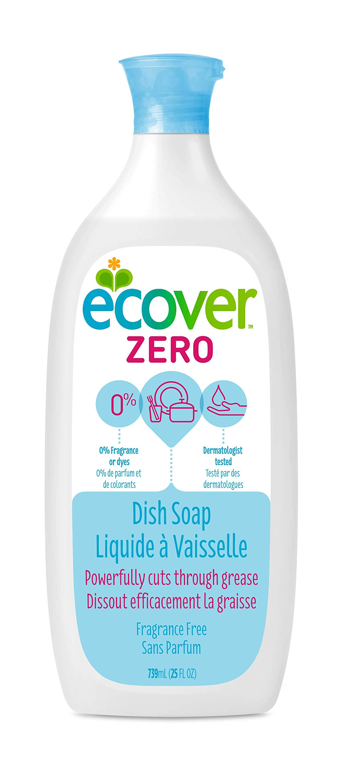Ecover Naturally Derived Liquid Dish Soap, Fragrance-Free, 25 Fl Oz (Pack of 6)