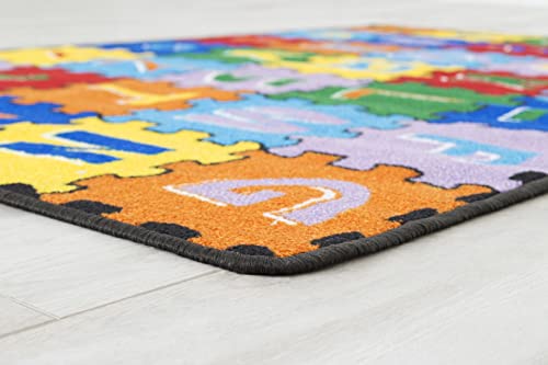 Mybecca Kids Rug ABC Puzzle Area Rug Educational Alphabet Letter & Numbers 8 x 11-Non Slip Gel Backing Size approximate: 7' feet 2" inch by 10' ft (7'2" X 10')