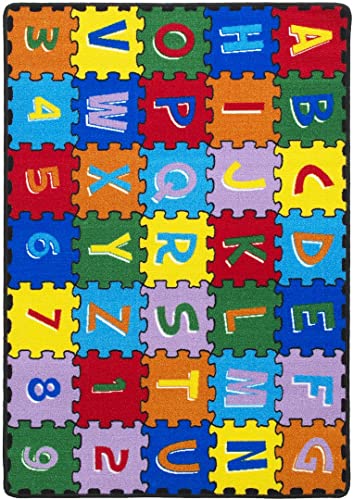 Mybecca Kids Rug ABC Puzzle Area Rug Educational Alphabet Letter & Numbers 8 x 11-Non Slip Gel Backing Size approximate: 7' feet 2" inch by 10' ft (7'2" X 10')