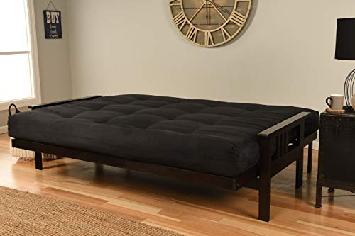 Kodiak Furniture Monterey Queen Futon Set in Espresso Finish, Suede Black