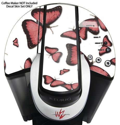 WraptorSkinz Decal Style Vinyl Skin compatible with Keurig K40 Elite Coffee Makers Butterflies Pink (COFFEE MAKER NOT INCLUDED)