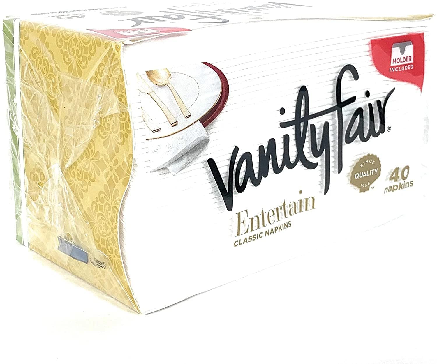 Vanity Fair Impressions Dinner Napkins, 3-Ply, 40 ct (Pack of 2), 2 pack, White