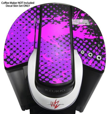 WraptorSkinz Decal Style Vinyl Skin compatible with Keurig K40 Elite Coffee Makers Halftone Splatter Hot Pink Purple (COFFEE MAKER NOT INCLUDED)