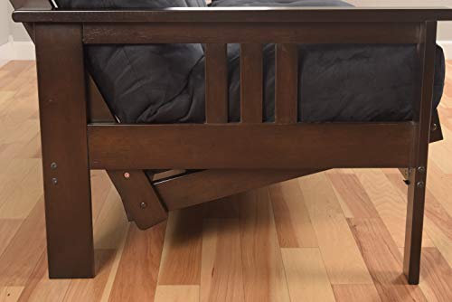 Kodiak Furniture Monterey Queen Futon Set in Espresso Finish, Suede Black