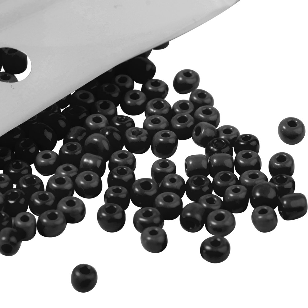 PH PandaHall 1900 Pcs 8/0 Glass Seed Beads, 3mm Round Waist Beads Mini Spacer Beads for Earring Bracelet Necklace Choker Jewelry Making Halloween Decor, Black