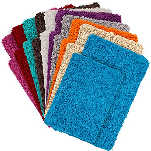 Lavish Home 2 Piece Memory Foam Shag Bath Mat - White, 32"x21"x1.25"