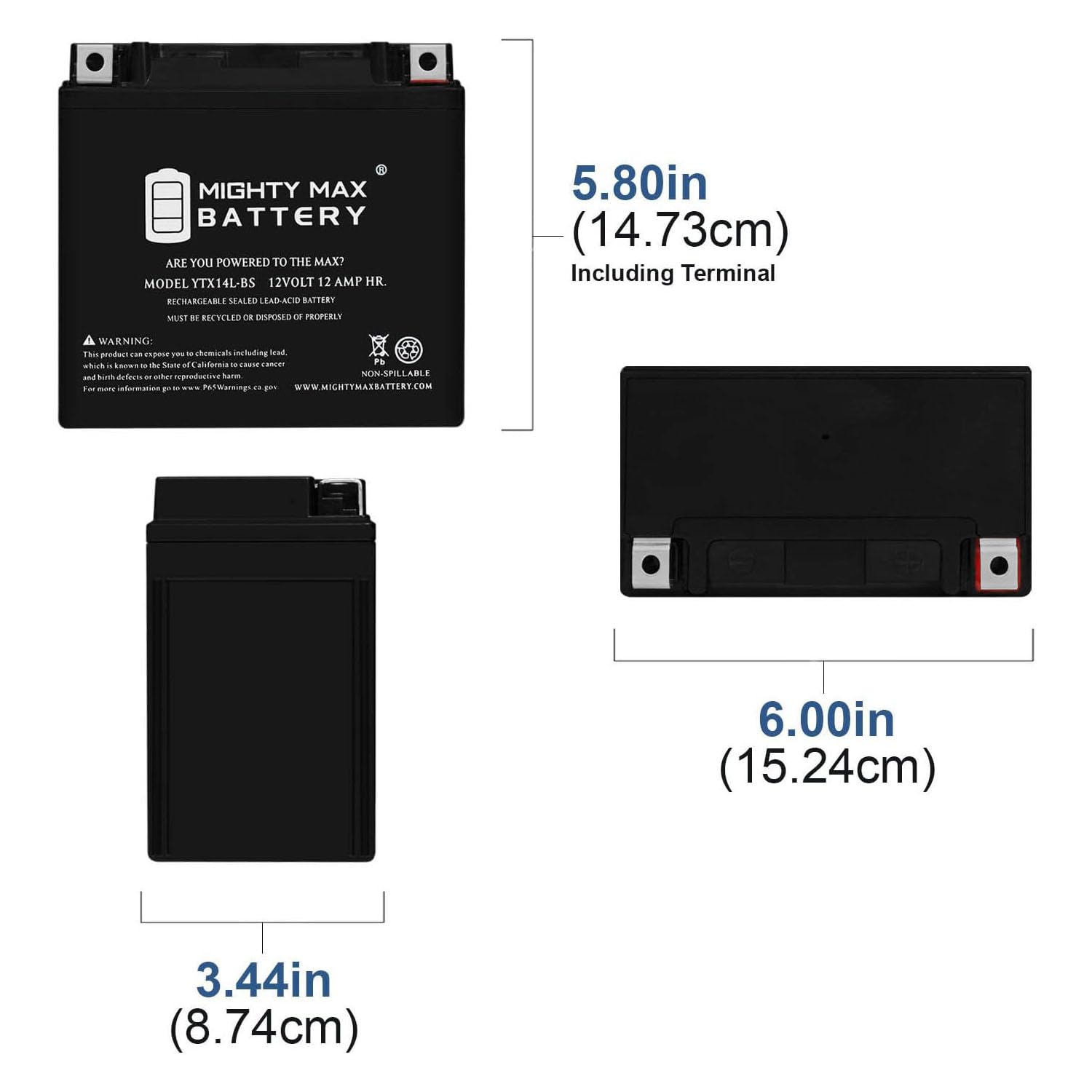 Mighty Max Battery YTX14L-BS Battery for Harley-Davidson 883CC XL, XLH (Sportster) 2005