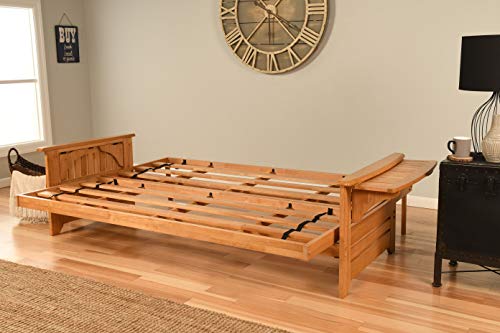 Kodiak Furniture Phoenix Queen Size Futon Set in Butternut Finish, Suede Black Mattress