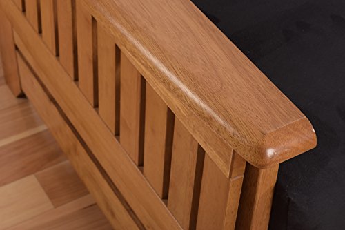 Kodiak Furniture Phoenix Queen Size Futon Set in Butternut Finish, Suede Black Mattress