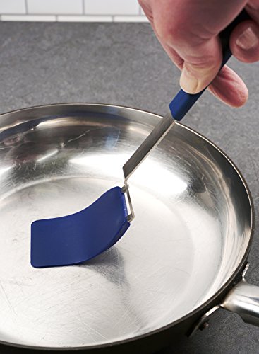 RSVP International Kitchen Tool Collection Flexible Nylon Spatula, Stainless Steel Handle, 10.75x2", Blue