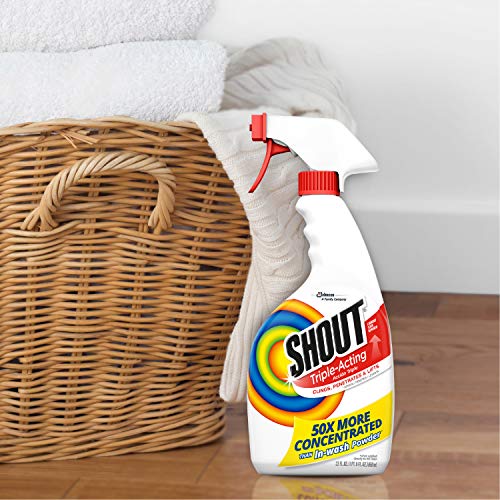 Shout Active Enzyme Laundry Stain Remover Spray, Triple-Acting Formula Clings, Penetrates, and Lifts 100+ Types of Everyday Stains - Prewash Spray 22oz