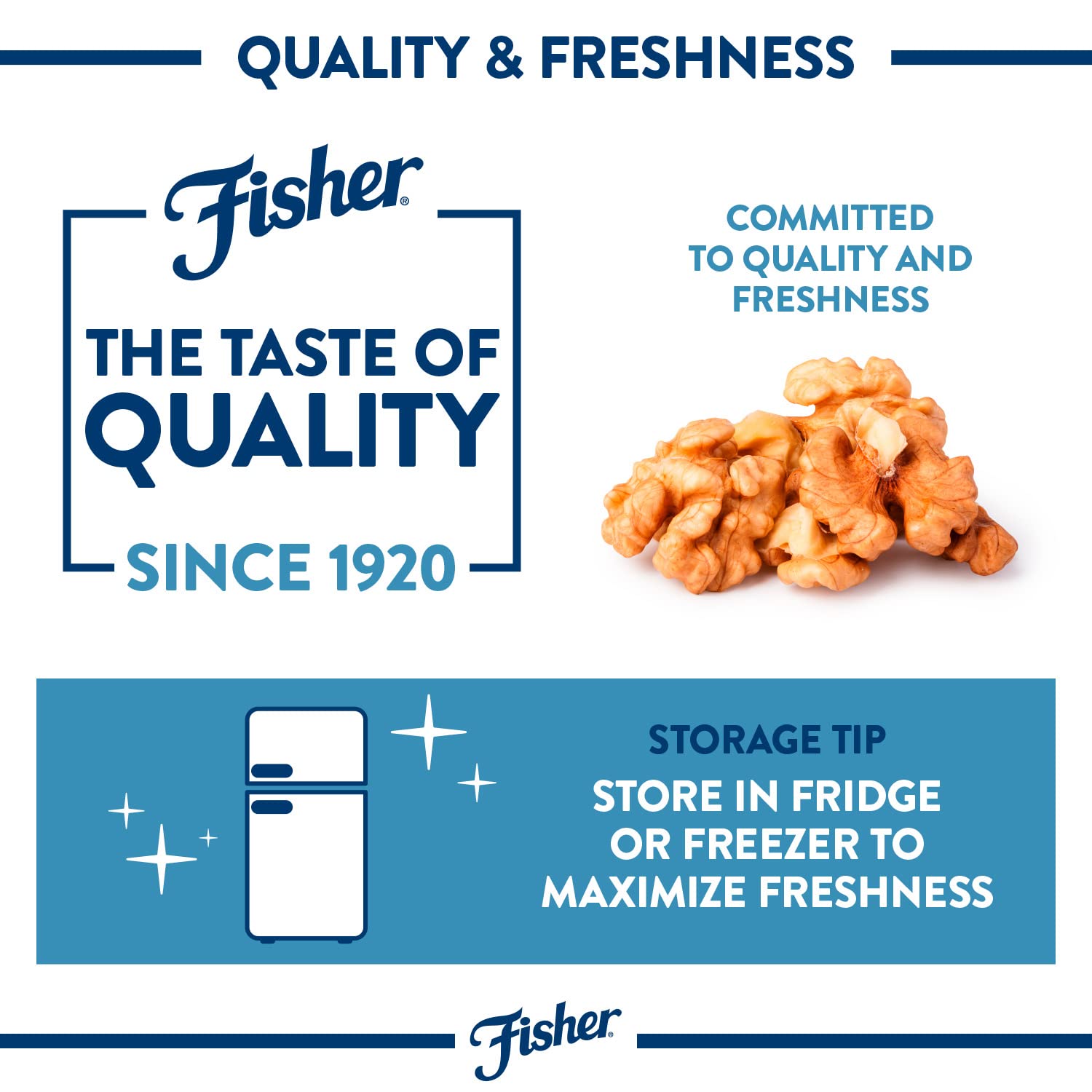 Fisher Chef's Naturals Walnut Halves & Pieces 16 oz, 100% California Unsalted Walnuts for Baking & Cooking, Topping, Resealable Bag, Great with Yogurt & Cereal, Vegan Protein, Keto Snack 1 Pack