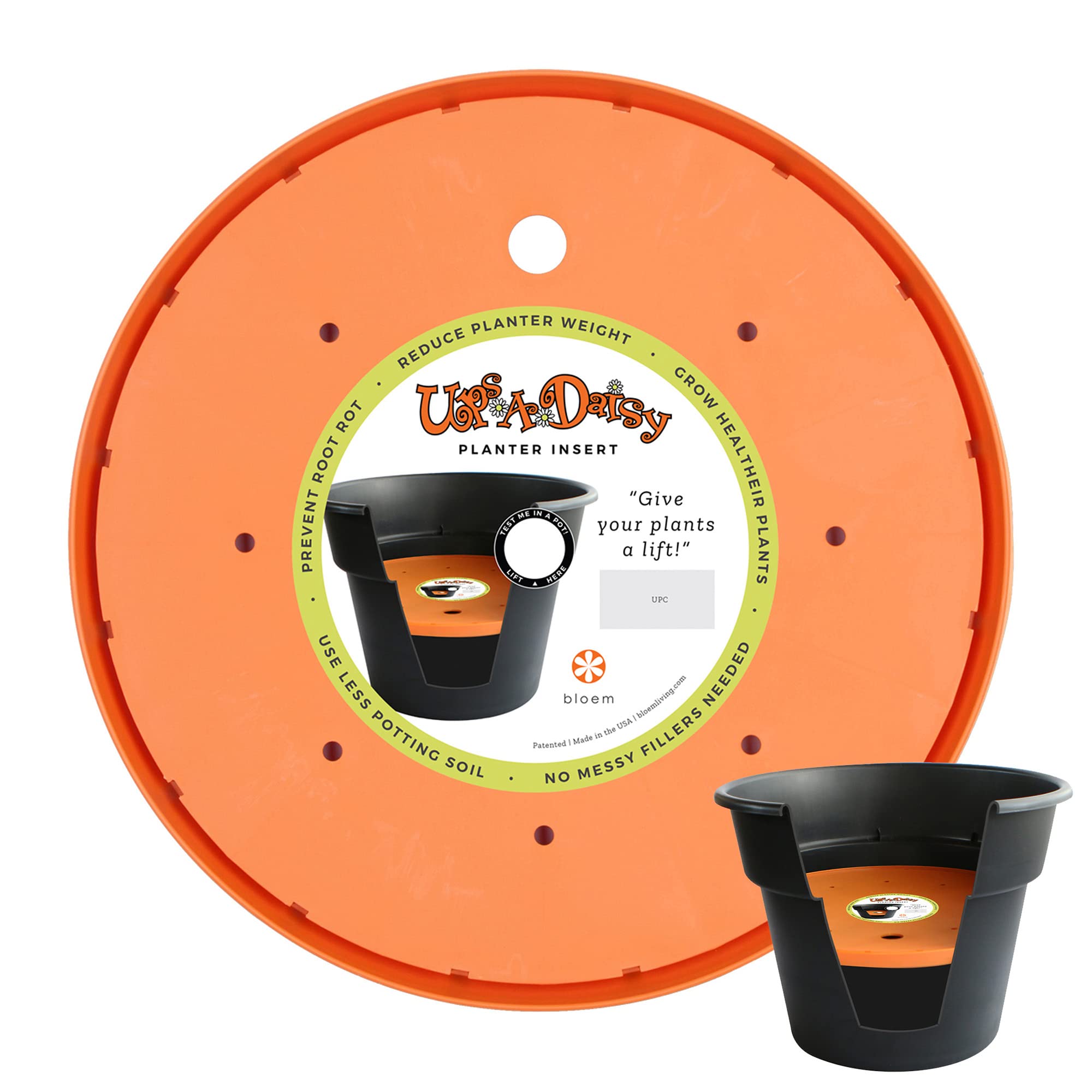 Bloem, T6327, Ups-A-Daisy Round Planter Insert, Planters, 17", Orange
