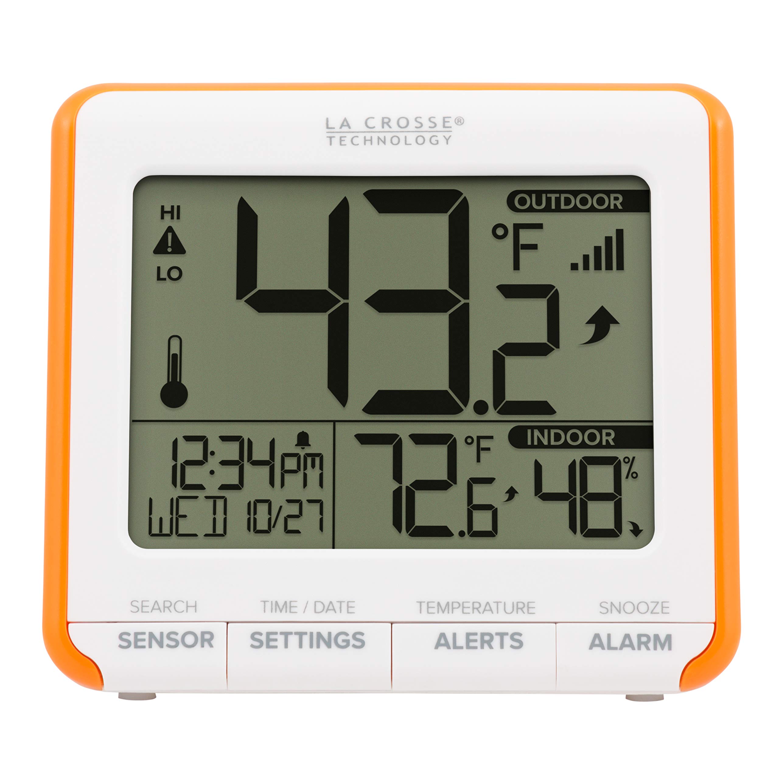 La Crosse Technology 308-179OR Wireless Temperature Humidity Station with Trends & Alerts, Orange/White