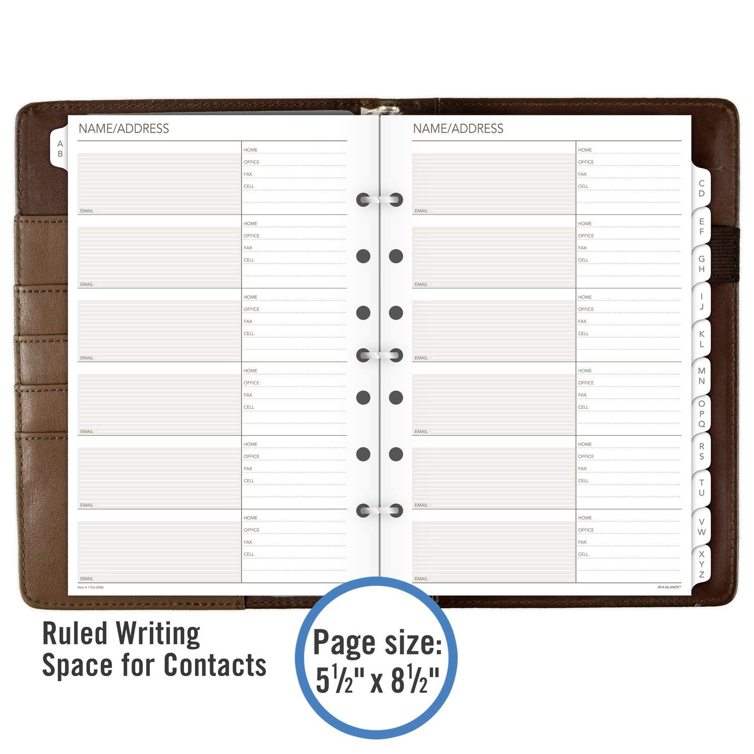 AT-A-GLANCE Day Runner Harrison Phone and Address Book, Directory, 5-1/2" x 8-1/2", Size 4, Brown (1124-0286)