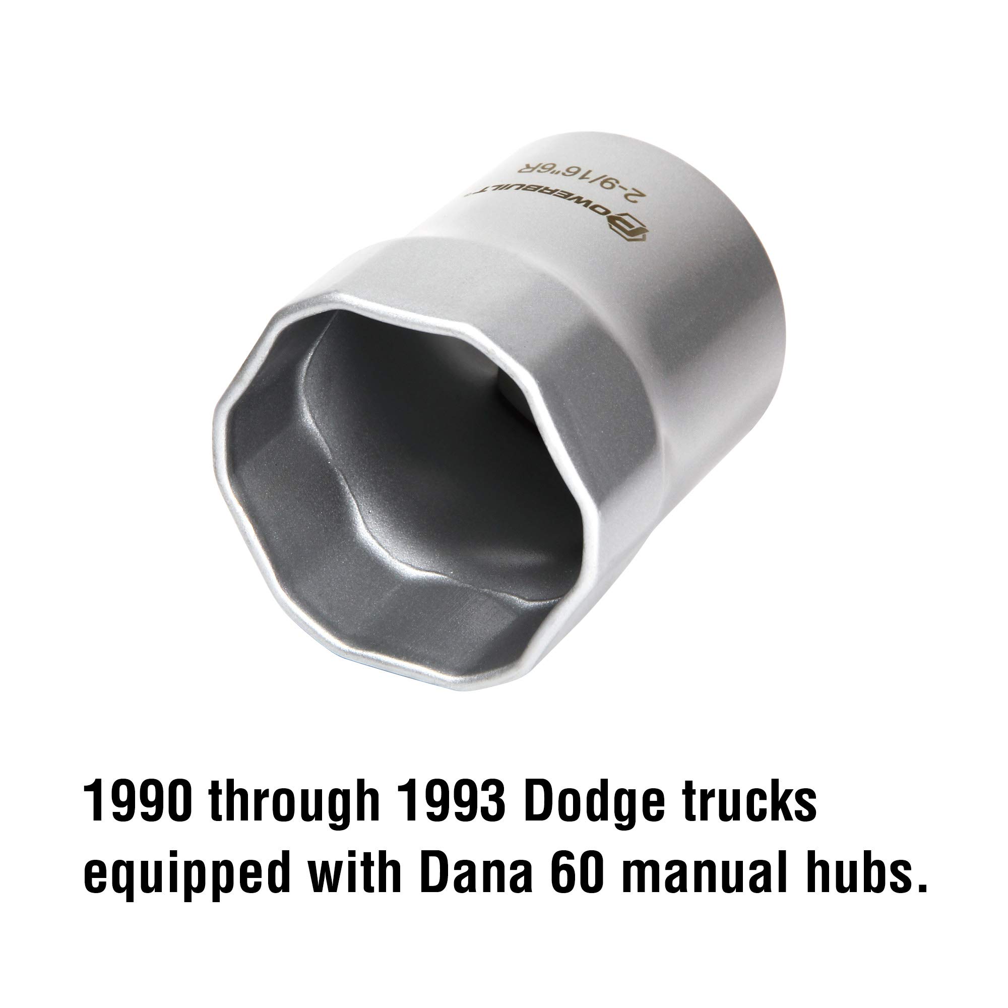 Powerbuilt 2-9/16 Inch Rounded Wheel Bearing Lock Nut Socket, 6 Point Hex, Dodge Trucks Manual Hubs - 647067