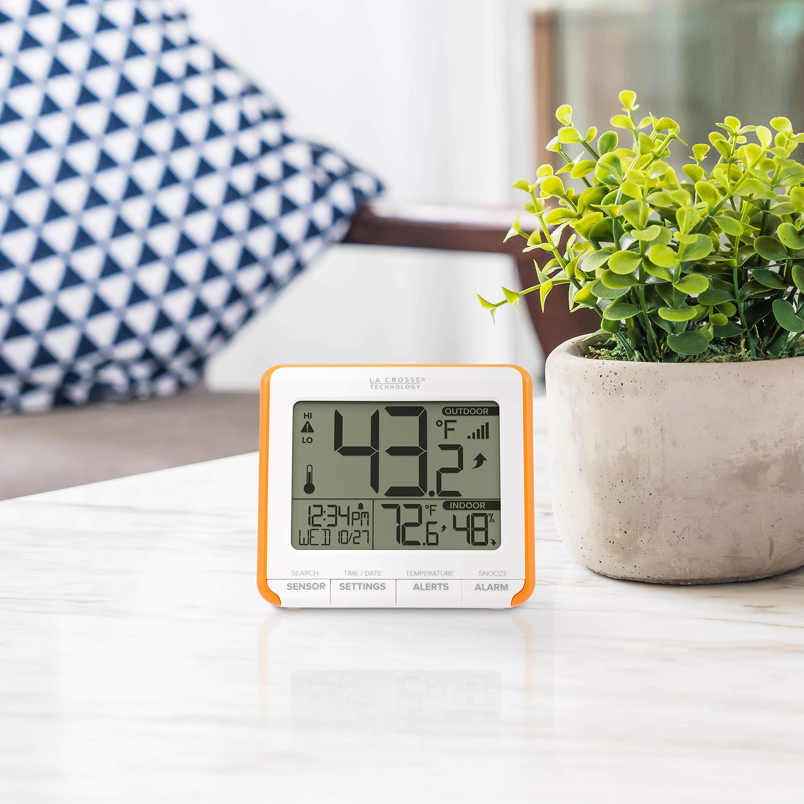 La Crosse Technology 308-179OR Wireless Temperature Humidity Station with Trends & Alerts, Orange/White