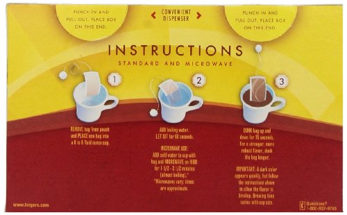 Folgers Coffee Singles Classic Roast Coffee Bags, 6 Ounce, (Pack of 38)