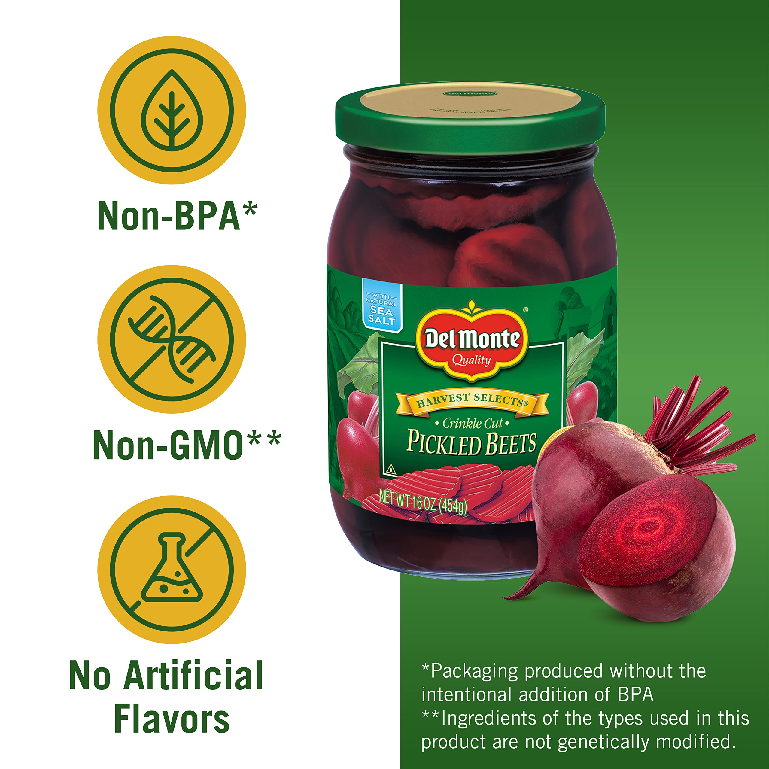 Del Monte Crinkle Cut Ready to Eat Pickled Beets, 16 oz Jar