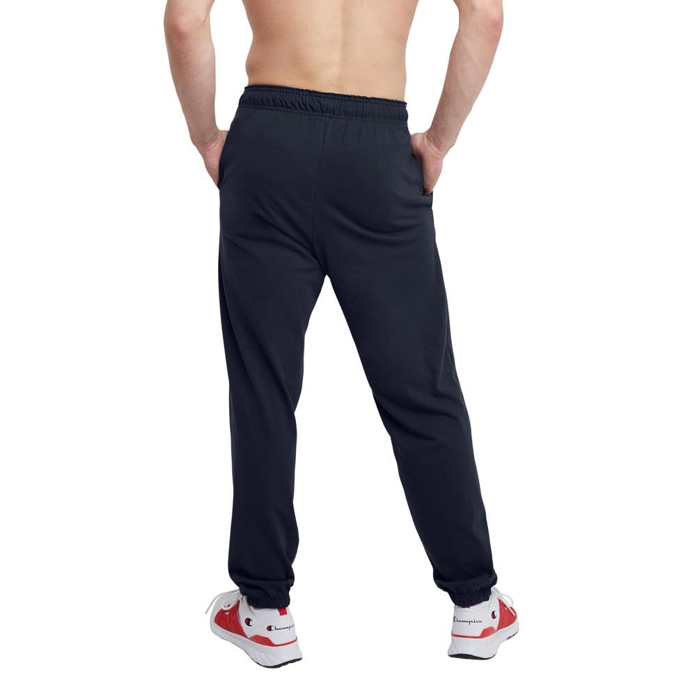 Champion Men's Everyday Fitted Ankle Cotton Pants, 31.5" Inseam, Cotton Knit Pants Left Hip "C" Logo, Cotton Warm-Up Pants