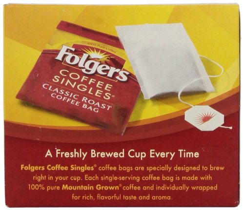 Folgers Coffee Singles Classic Roast Coffee Bags, 6 Ounce, (Pack of 38)