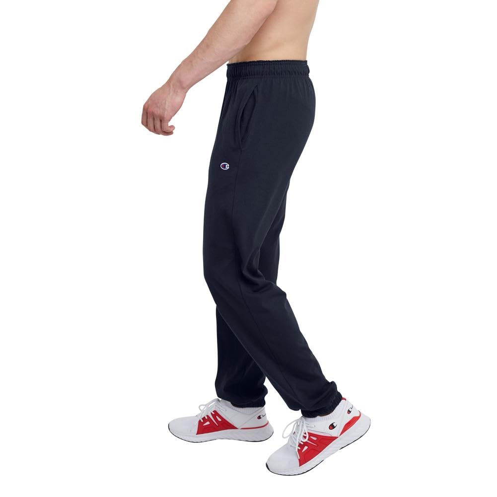Champion Men's Everyday Fitted Ankle Cotton Pants, 31.5" Inseam, Cotton Knit Pants Left Hip "C" Logo, Cotton Warm-Up Pants