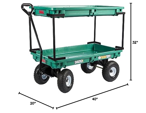 Farm Tuff Plastic Double Deck Wagon, 20-Inch by 38-Inch, Green