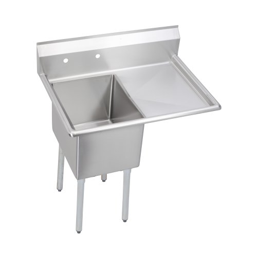 Elkay Dependabilt Stainless Steel 38-1/2" x 23-13/16" x 44-3/4" 16 Gauge One Compartment Sink w/ 18" Right Drainboard and Stainless Steel Legs