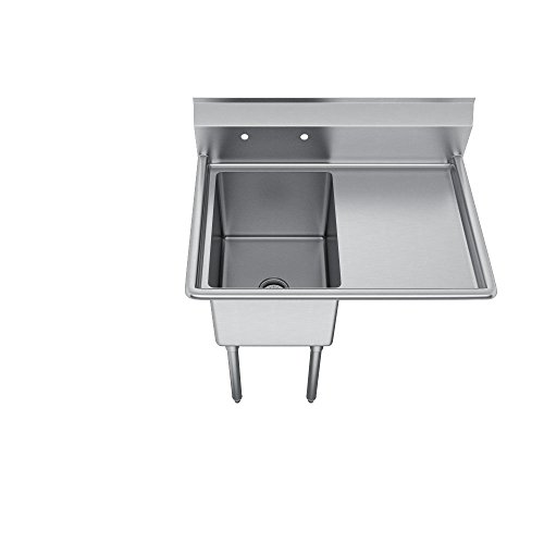Elkay Dependabilt Stainless Steel 38-1/2" x 29-13/16" x 43-3/4" 16 Gauge One Compartment Sink w/ 18" Right Drainboard and Stainless Steel Legs
