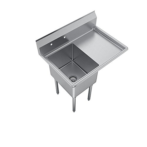 Elkay Dependabilt Stainless Steel 38-1/2" x 29-13/16" x 43-3/4" 16 Gauge One Compartment Sink w/ 18" Right Drainboard and Stainless Steel Legs