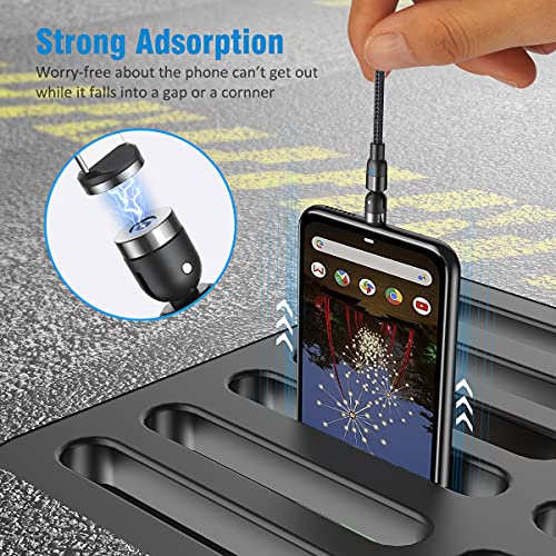 CJOY Magnetic Charging Cable(4 Pack 10ft+10ft+10ft+10ft), 540°Degree Rotation Magnetic USB Cable, Nylon Braided Magnetic Phone Charger, Charging Cable for Type C, Micro USB…