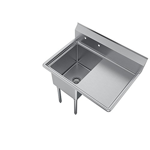 Elkay Dependabilt Stainless Steel 38-1/2" x 29-13/16" x 43-3/4" 16 Gauge One Compartment Sink w/ 18" Right Drainboard and Stainless Steel Legs