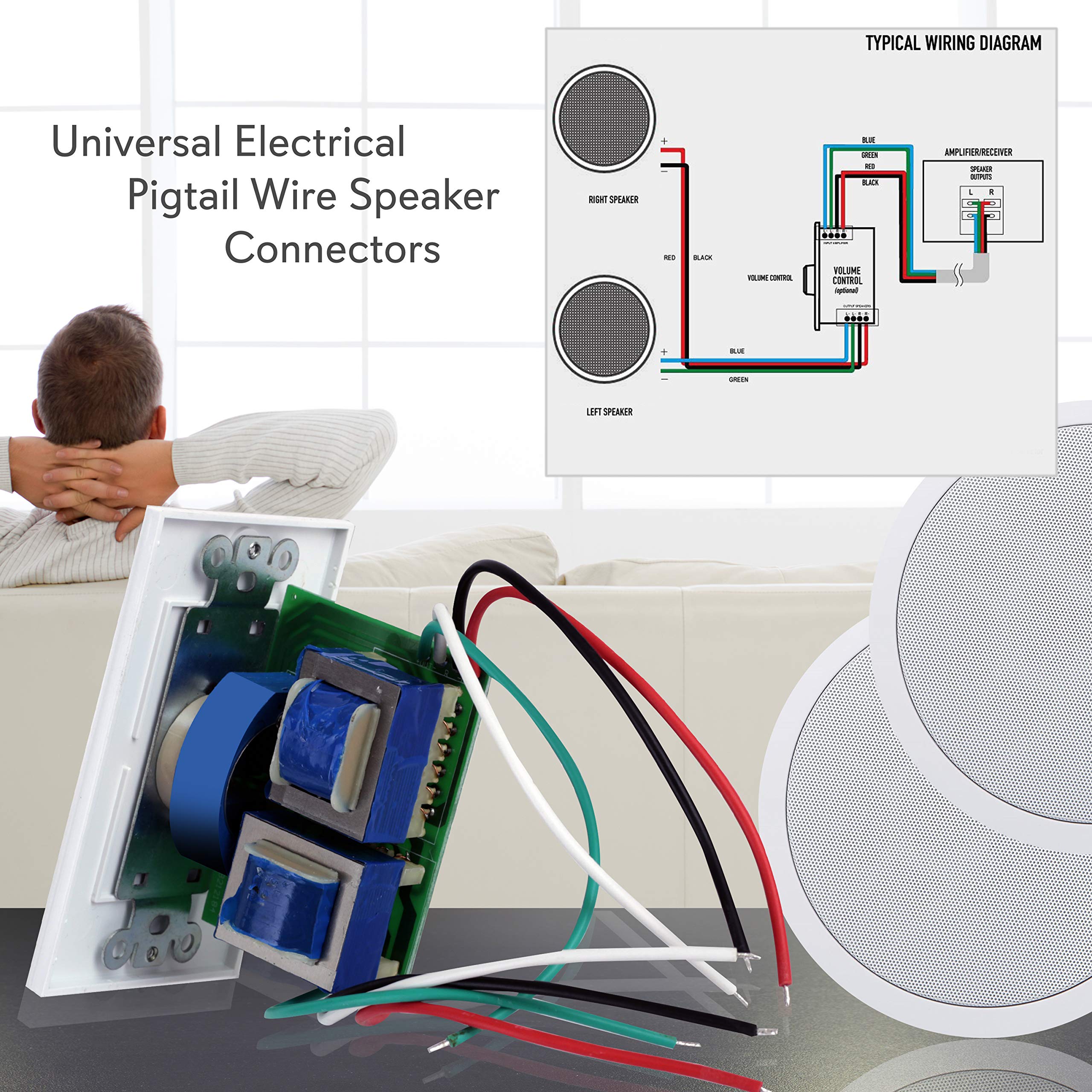 Pyle Home Wall Mount Volume Control Knob- Flush In-Wall Plate,Rotary Style Adjustment, 20-20kHz Freq. Response,Companion for Hi-Fi, Four-Pair Speaker Selector w/ Audio&Video Compatibility,White- PVC1