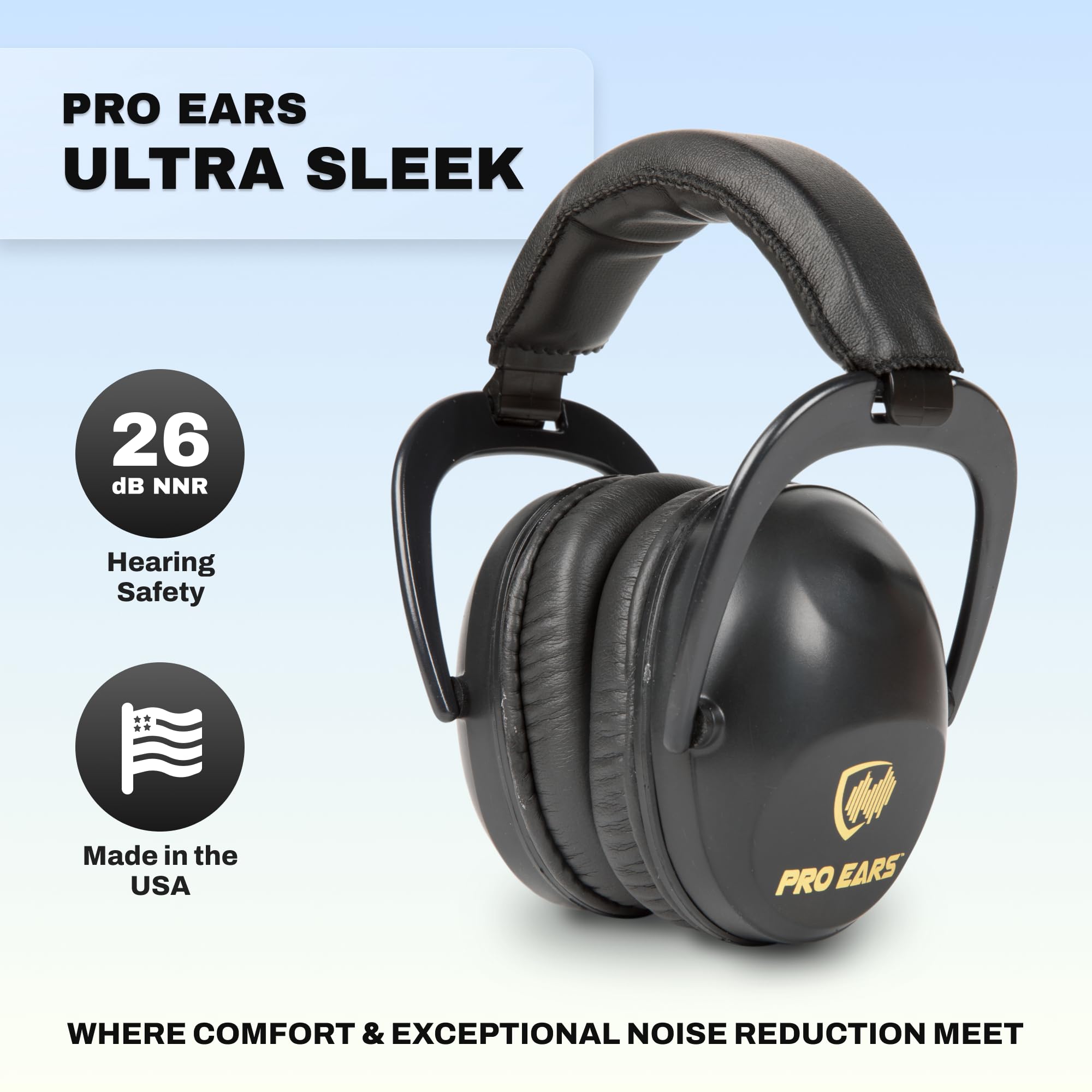 Pro Ears Ultra Sleek Passive Hearing Protection Ear Muffs, Superior Comfort for Long Gun Use, Indoor and Outdoor Range, NRR 26, Made in USA, Adjustable and Padded, Pink Zebra