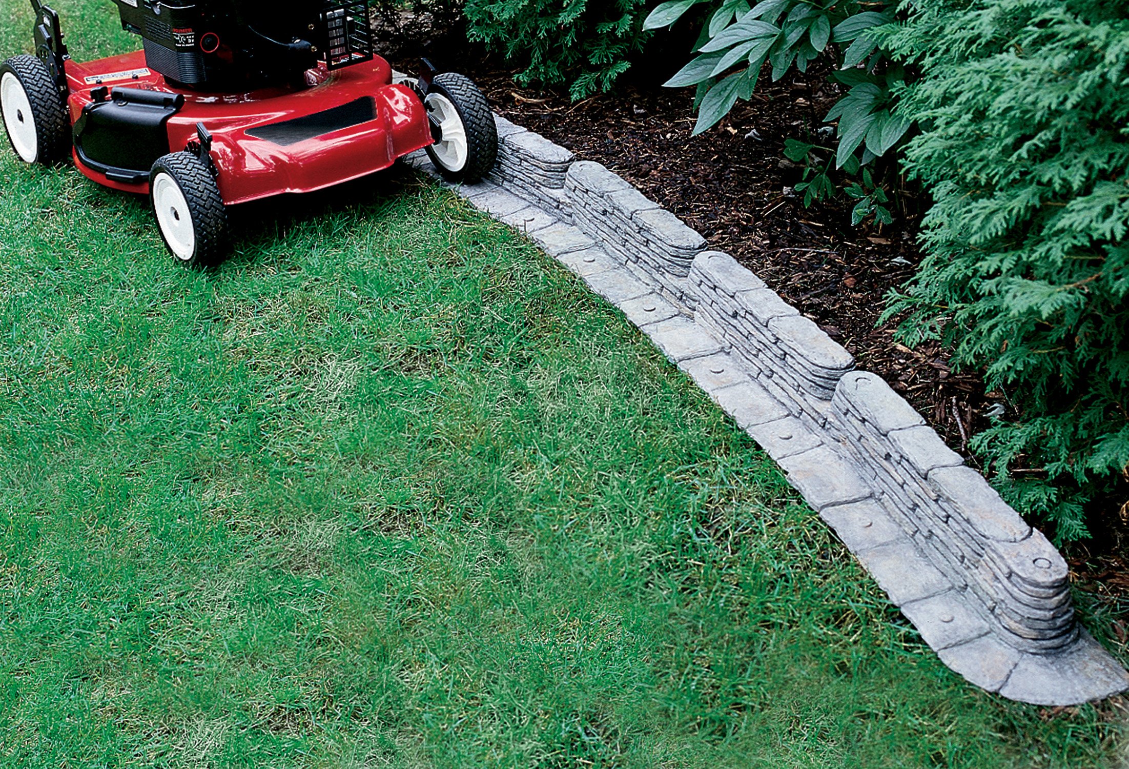 2032-1-1 Bedrocks Trim-Free Lawn Edging β Gray, β tural Stacked Design Bedrock Garden Edging, 10', Slate 9 (10 peices)