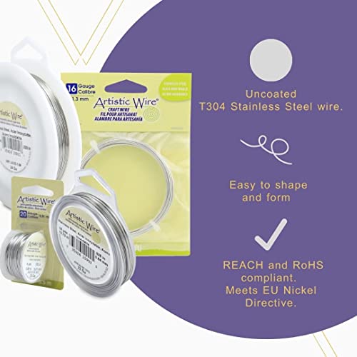 Artistic Wire 18 Gauge Stainless Steel Craft Jewelry Wrapping Wire Wire, 10 yd