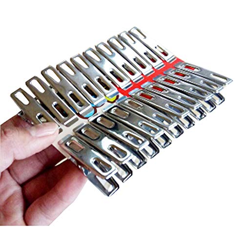 Lpdphanxfkx 20 Pcs Stainless Steel Clipped Clothespin, Non-Magnetic Opening Clip, Flat Folder, Windproof Clip, Heart-Shaped Clip, Multipurpose Clip