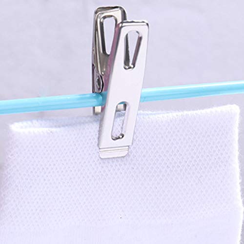 Lpdphanxfkx 20 Pcs Stainless Steel Clipped Clothespin, Non-Magnetic Opening Clip, Flat Folder, Windproof Clip, Heart-Shaped Clip, Multipurpose Clip