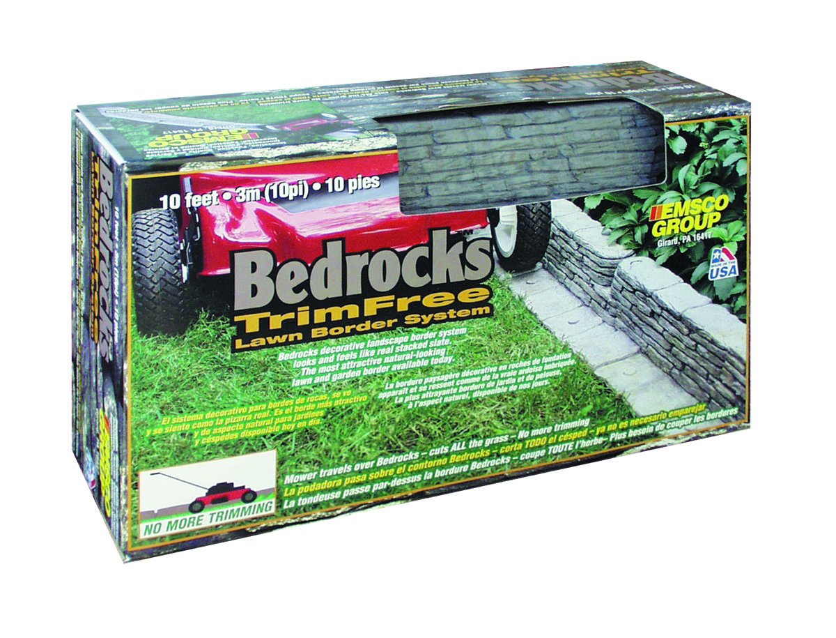 2032-1-1 Bedrocks Trim-Free Lawn Edging β Gray, β tural Stacked Design Bedrock Garden Edging, 10', Slate 9 (10 peices)