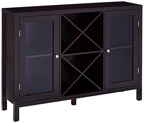 Kings Brand Furniture Wine Rack Bar Cabinet, Kitchen Sideboard and Buffet Table with Storage for Dining, Living Room, Espresso