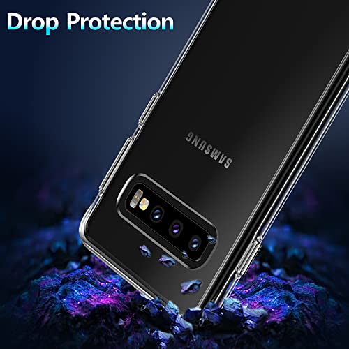 Rayboen Case for Samsung Galaxy S10 Plus (Not for S10), Crystal Clear Non-Slip Anti-Yellowing Shockproof Protective Phone Case, Hard PC Back & Soft TPU Frame Slim Cover for Galaxy S10+ Plus