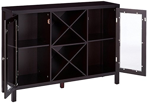 Kings Brand Furniture Wine Rack Bar Cabinet, Kitchen Sideboard and Buffet Table with Storage for Dining, Living Room, Espresso