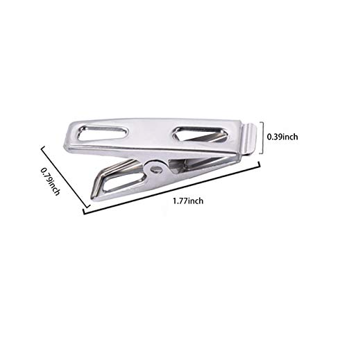 Lpdphanxfkx 20 Pcs Stainless Steel Clipped Clothespin, Non-Magnetic Opening Clip, Flat Folder, Windproof Clip, Heart-Shaped Clip, Multipurpose Clip