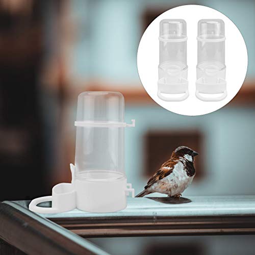 balacoo 2Pcs Automatic Bird Feeder Bird Water Bottle Poultry Drinker Water Jug Container Food Dispenser for Chickens Birds Pigeon Quail White