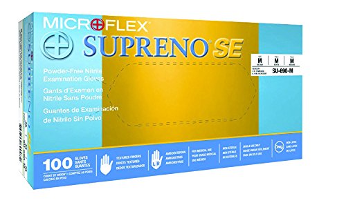 Microflex Supreno Se Powder-Free Nitrile Examination Gloves, Blue, Medium (Mfx-Su690M)