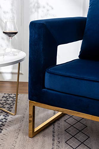 Roundhill Furniture Lenola Upholstered Accent Arm Chair, Blue 29.75D x 27.5W x 34.5H Inch