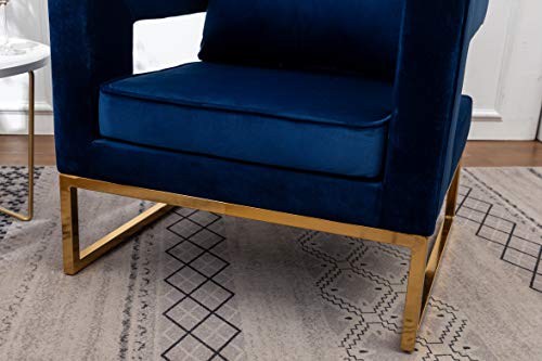 Roundhill Furniture Lenola Upholstered Accent Arm Chair, Blue 29.75D x 27.5W x 34.5H Inch