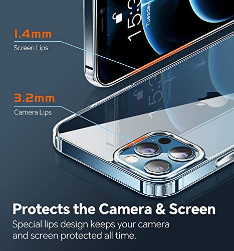Elando for iPhone 12 Pro Max Phone Case, Anti-Yellowing Clear Phone Case, Super Slim Phone Case (0.39" Added) - Crystal Clear