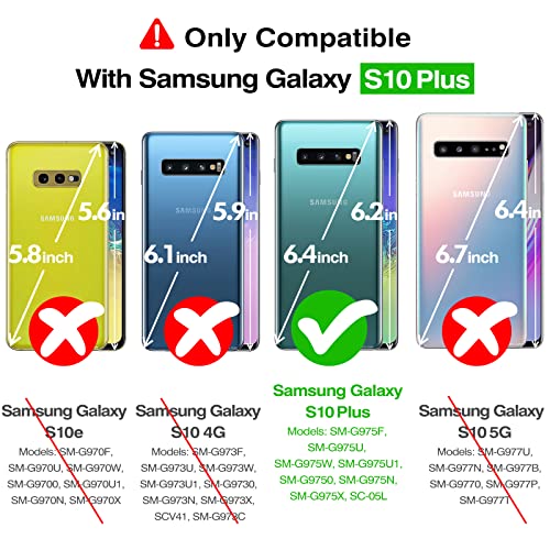 Rayboen Case for Samsung Galaxy S10 Plus (Not for S10), Crystal Clear Non-Slip Anti-Yellowing Shockproof Protective Phone Case, Hard PC Back & Soft TPU Frame Slim Cover for Galaxy S10+ Plus